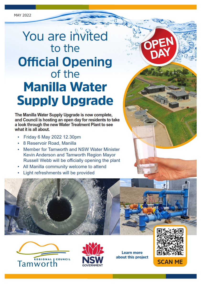 You are invited to the Official Opening | Manilla Water Supply Upgrade ...